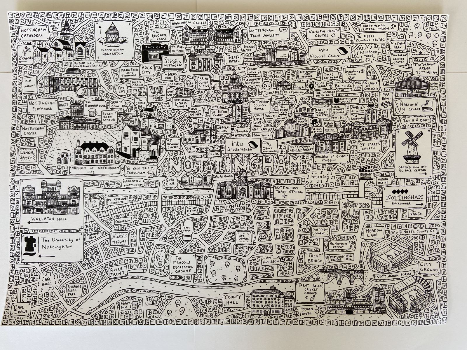 Win a Nottingham Doodle Map by Dave Draws - Visit Nottinghamshire